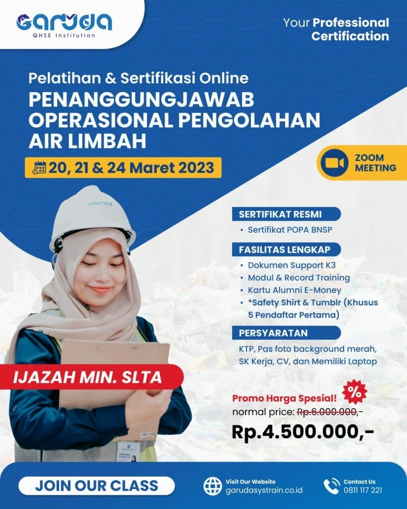 Pelatihan Operator Instalasi Pengolahan Air Limbah (IPAL) | Garuda QHSE