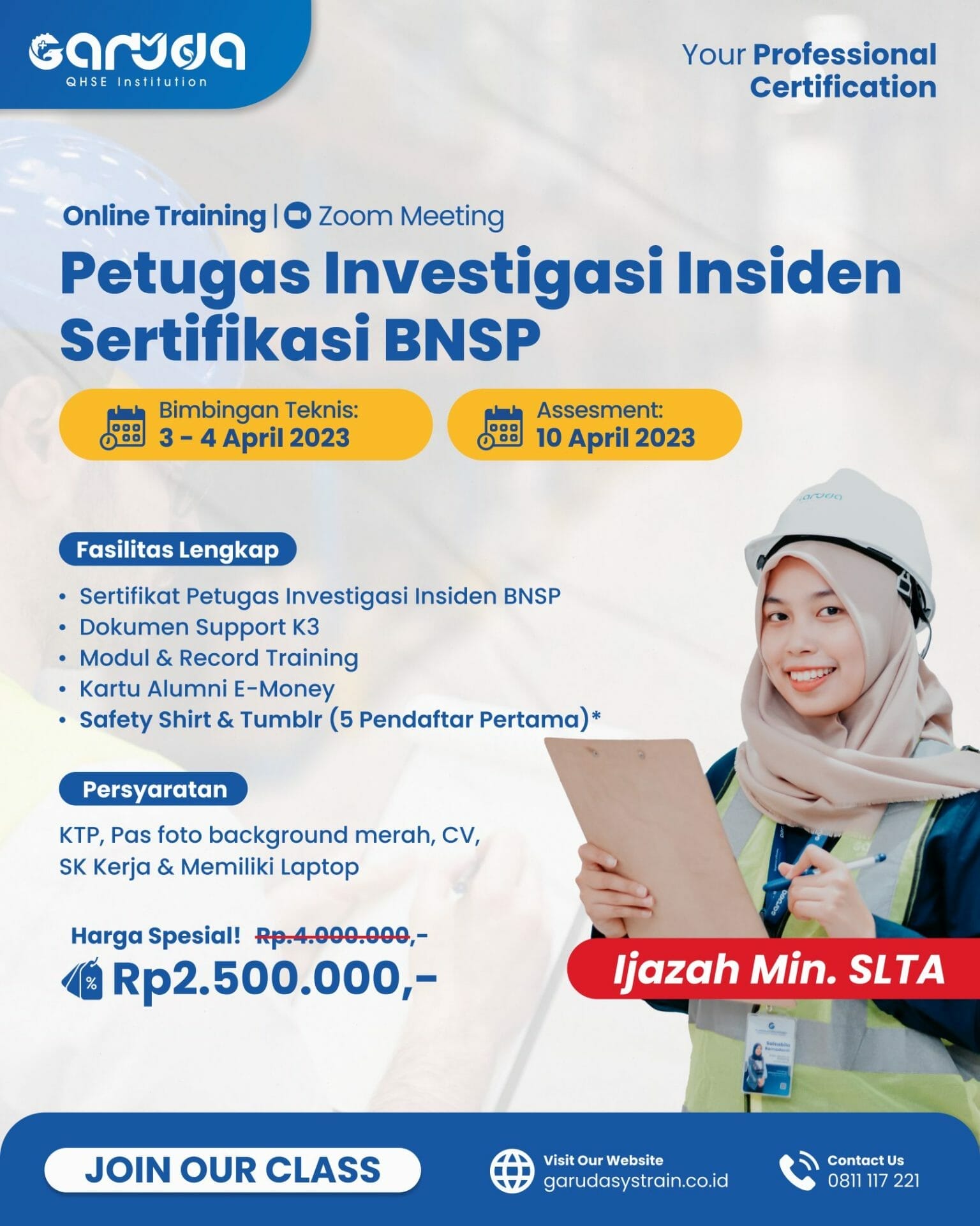 Pelatihan Accident Investigation Sertifikat BNSP|Garuda QHSE