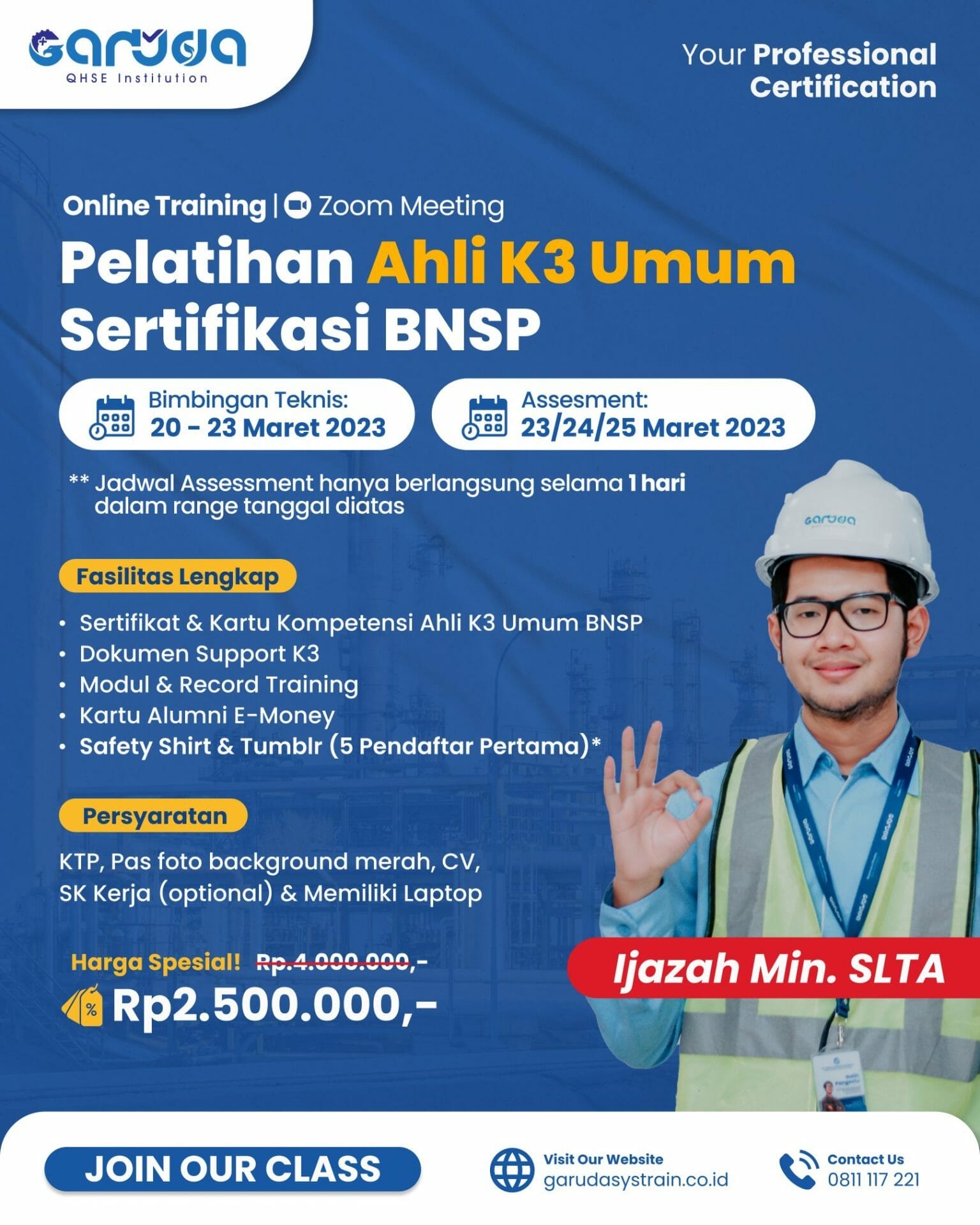 AHLI K3 UMUM SERTIFIKASI BNSP | Garuda QHSE Institution