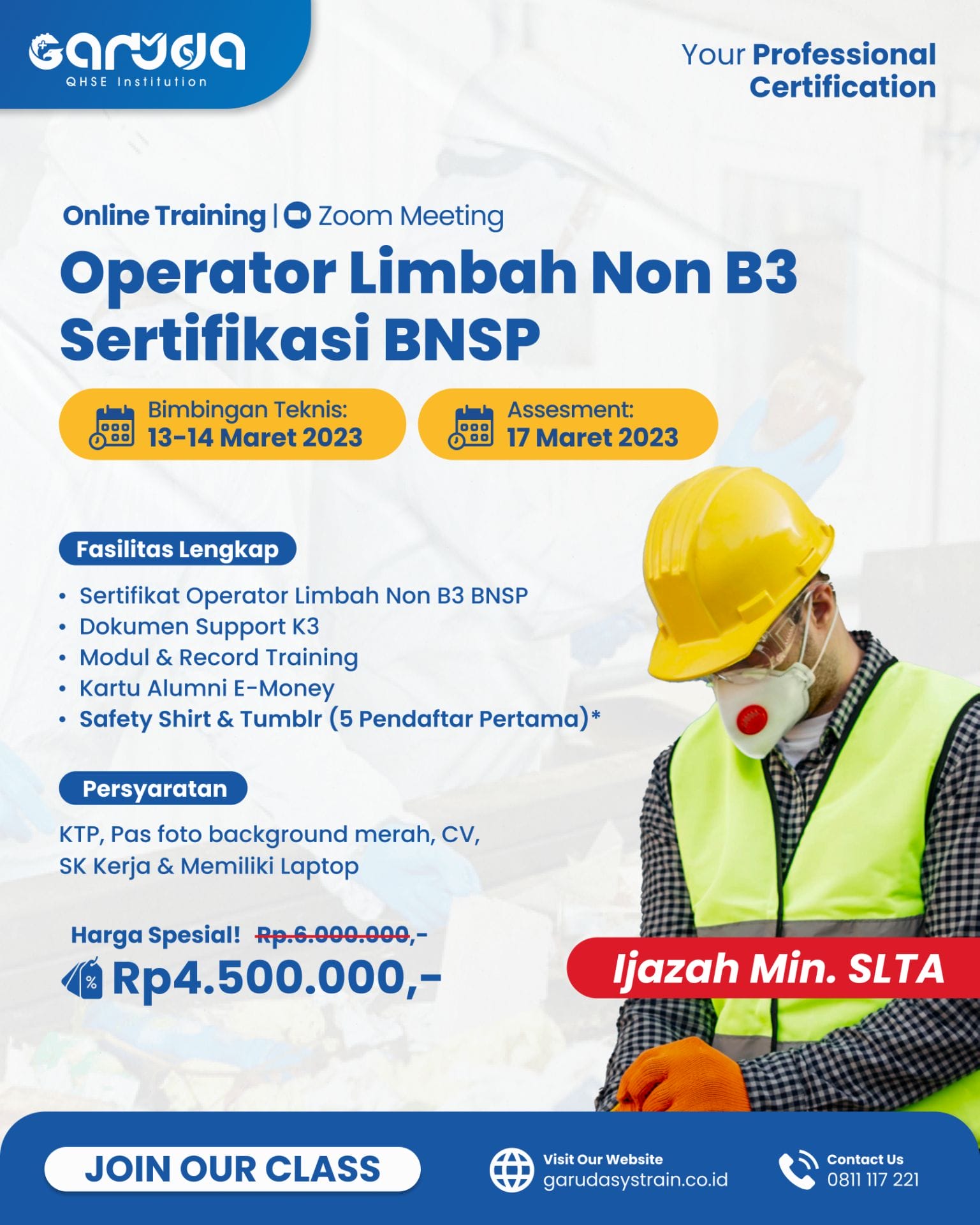 Pelatihan Operator Limbah Sertifikasi BNSP| Garuda QHSE