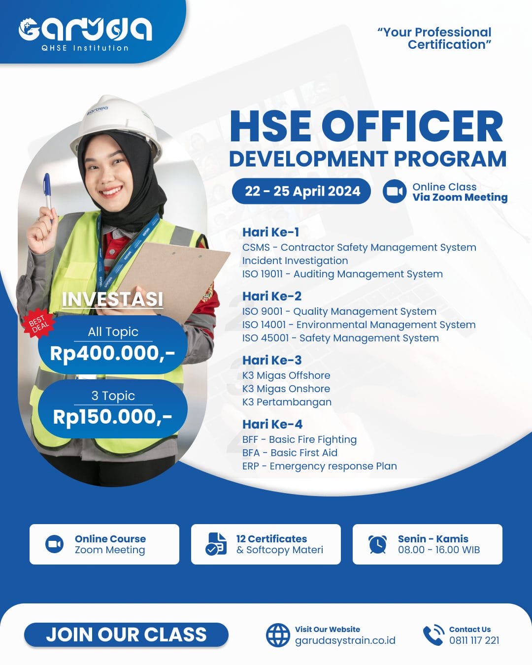 HSE OFFICER DEVELOPMENT PROGRAM | Garuda QHSE Institution