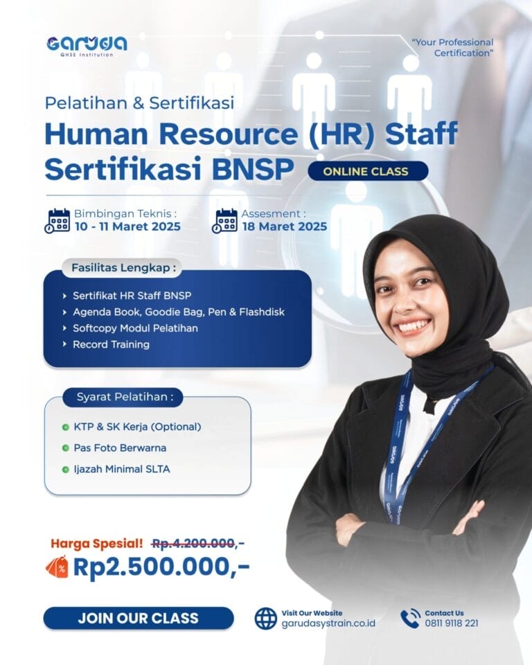 Pelatihan HR Staff Sertifikasi BNSP |Garuda QHSE Institution